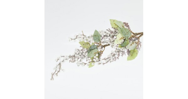 ΚΛΑΔΙ, ΜΕ ΦΥΛΛΑ ΚΑΙ ΛΕΥΚΑ ΔΙΑΚΟΣΜΗΤΙΚΑ, 66cm