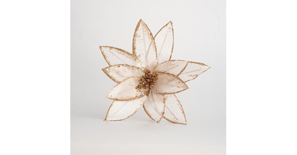 ΛΟΥΛΟΥΔΙ ΛΕΥΚΟ, ΜΕ ΧΡΥΣΟ GLITTER, 24cm